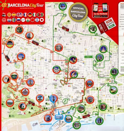 Barcelona city tour bus stops foto - Blackdragontours.com